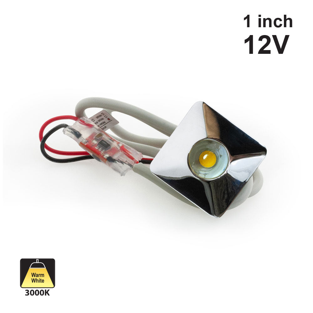 C1009 Small Square Recessed LED Lights, 12V 1W 3000K(Warm White)