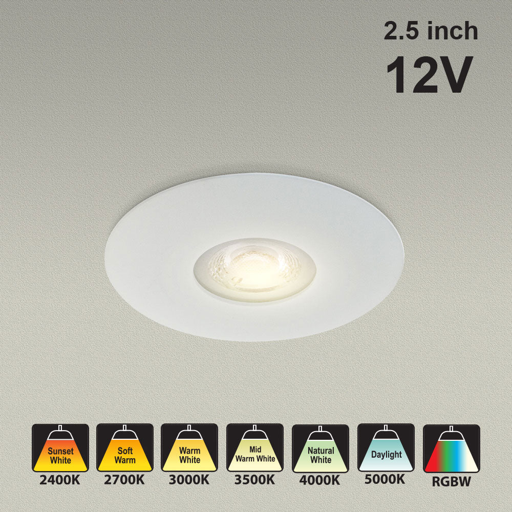 MTR-11W 12V Recessed LED Light Fixture, 2.5 inch Round White