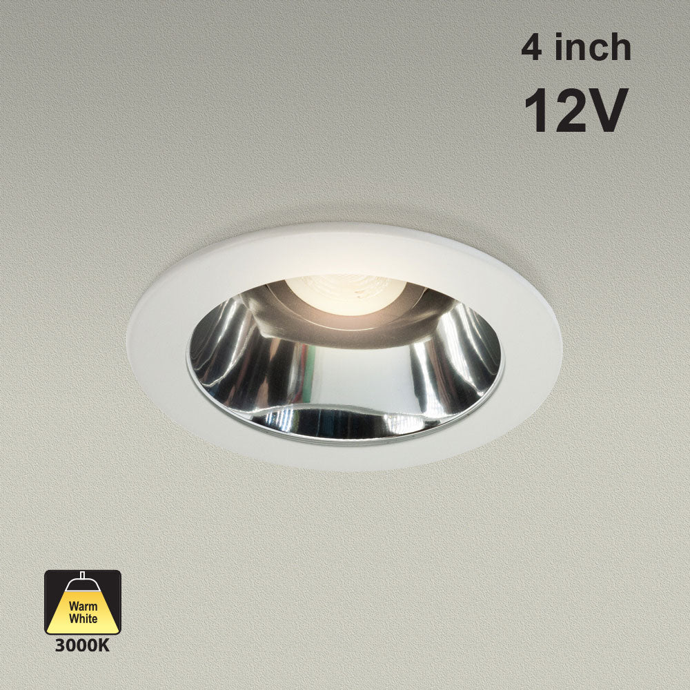 T-52 MR16 Light Fixture (White), 12V 4 inch Recessed Downlight Adjusta