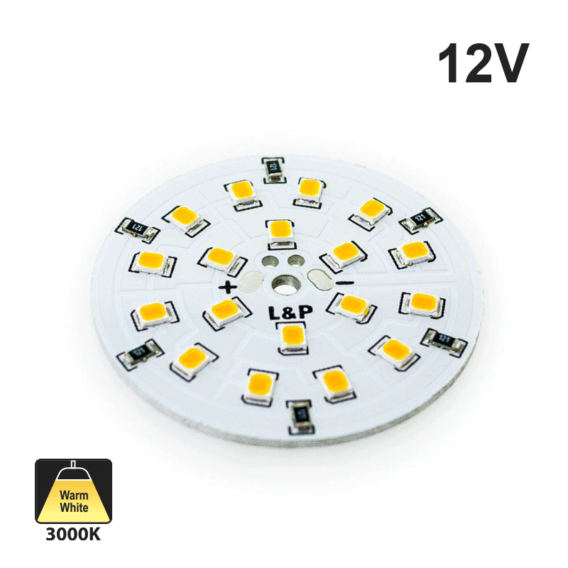 12V Flat Round PCB 18 SMD 3528 Constant Voltage LED Module 2W 2700-300