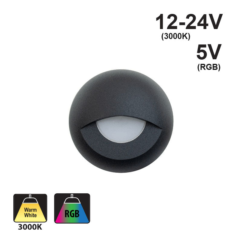 Round LED Step Light/ Pathway Light Eyelid Trim Black