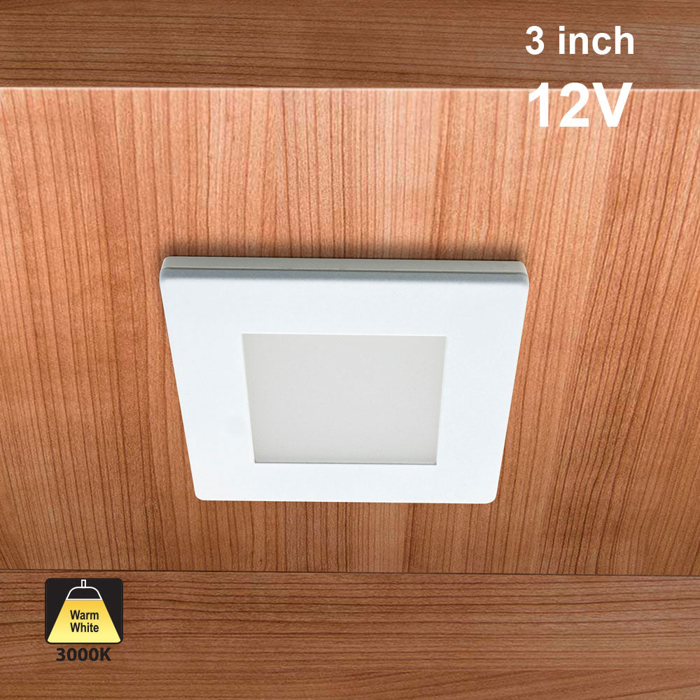 AD-107T-2.2W-12V Square Cabinet Puck Light, 12V 2.2W 3000K