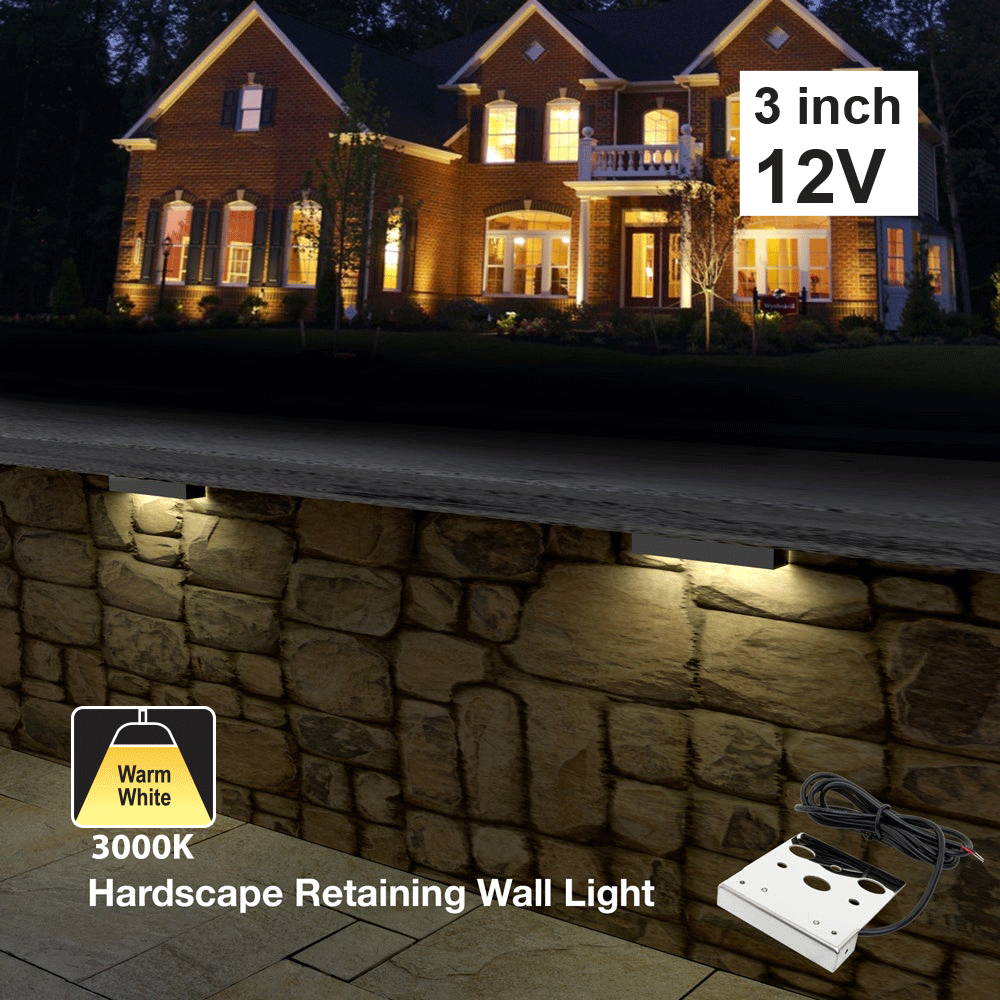 Retaining Wall Cap Lights HSC2 2W FLT 30K 7inch Landscape Retaining