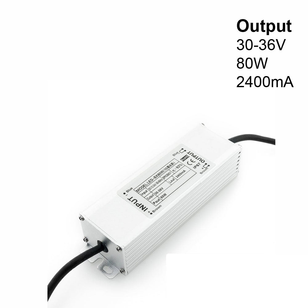 BX80W Non-Dimmable Constant Current LED Driver, 12-24V 80W 2400mA