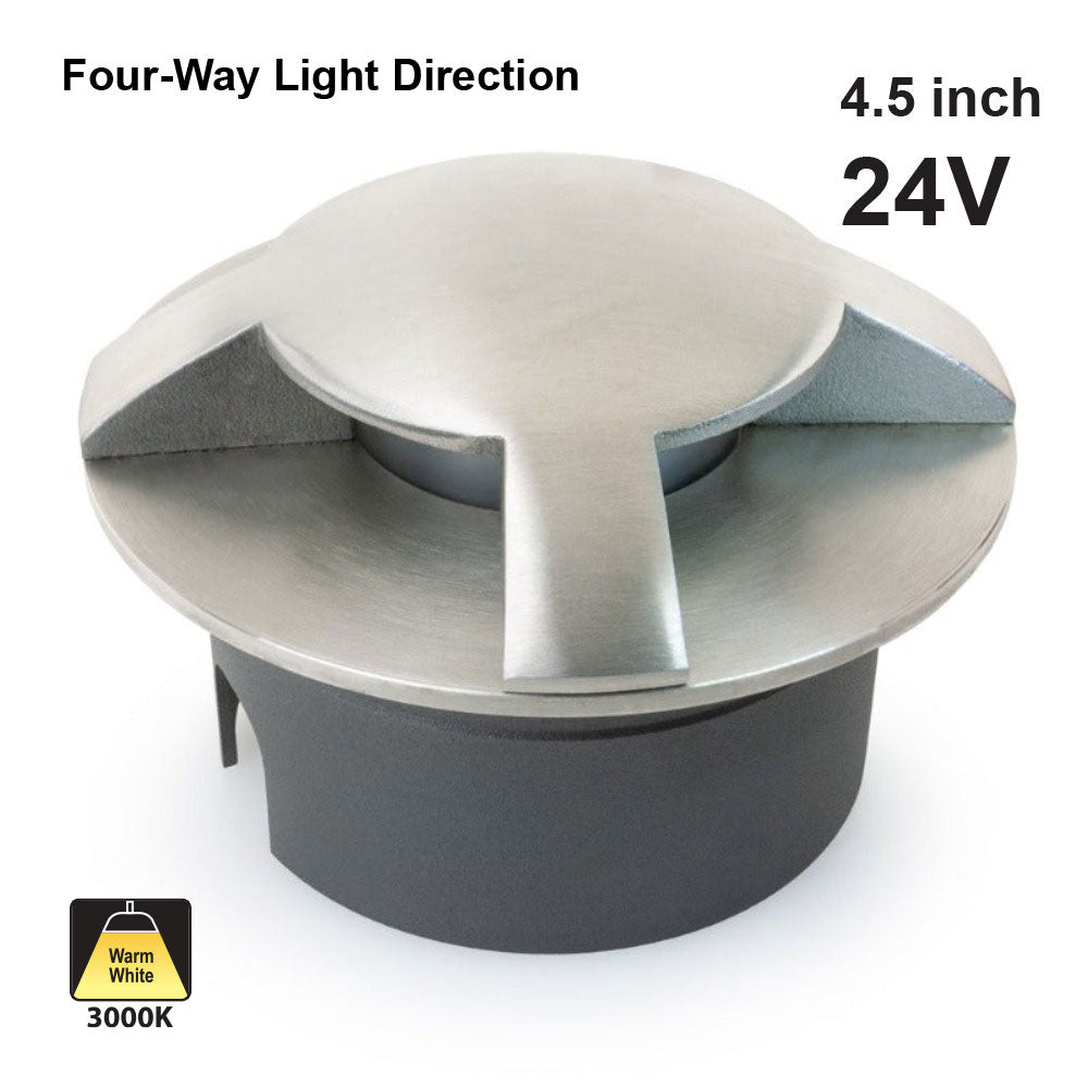 4.5 inch Dia Recessed LED In Ground Driveway light 24V 8W 3000K