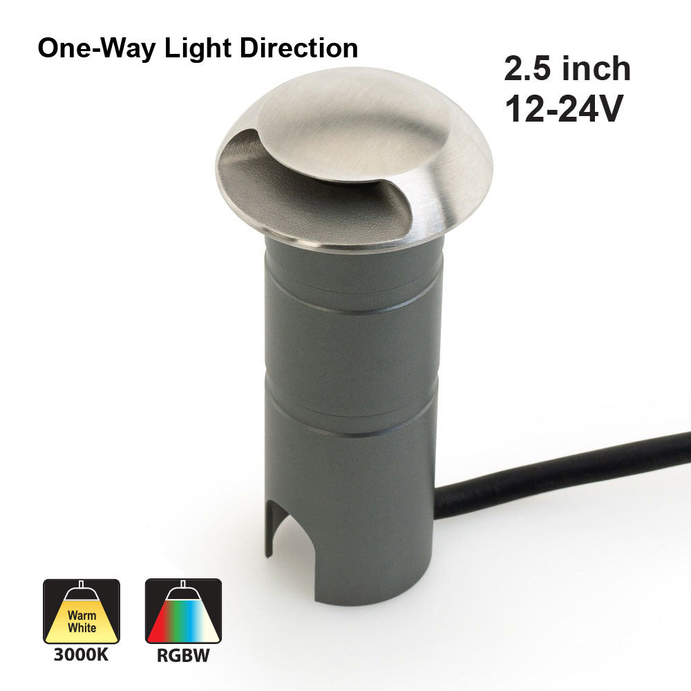2.5 inch Dia Recessed LED In Ground Driveway light, 12-24V 3W 3000K/RGBW
