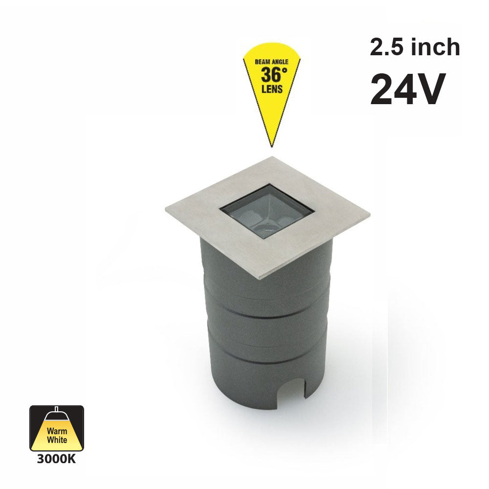 2.5 inch Square Inground Up light, 24V 5W 3000K(Warm White)