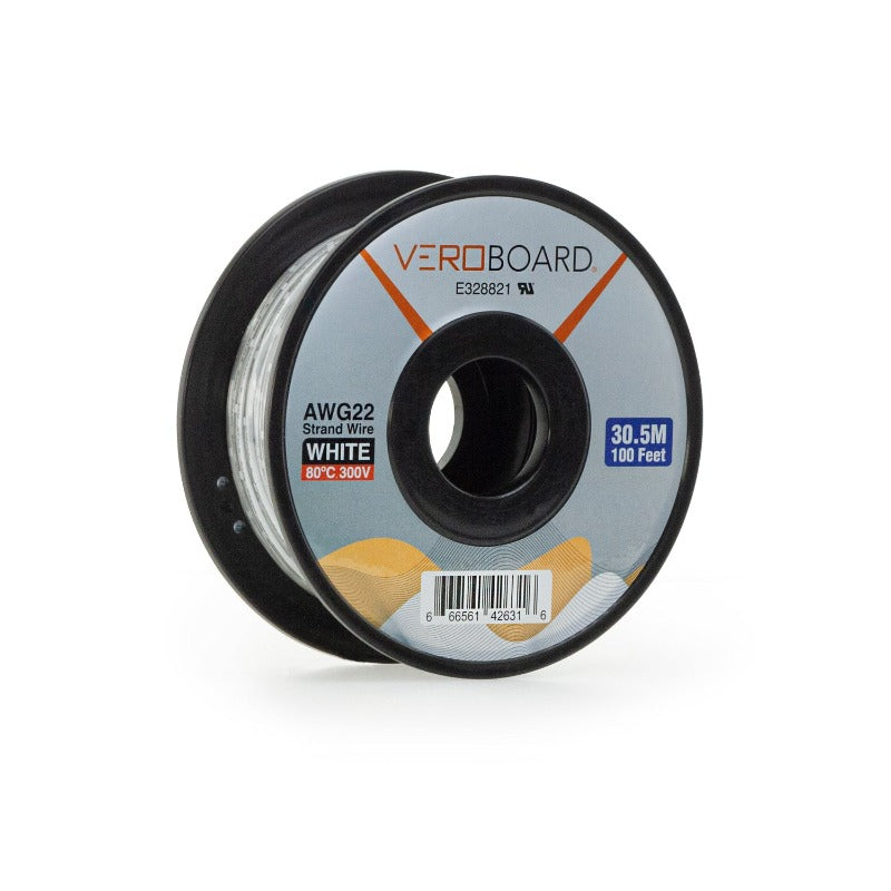 Stranded White Wire 22AWG 30.5Meter(100 Feet)