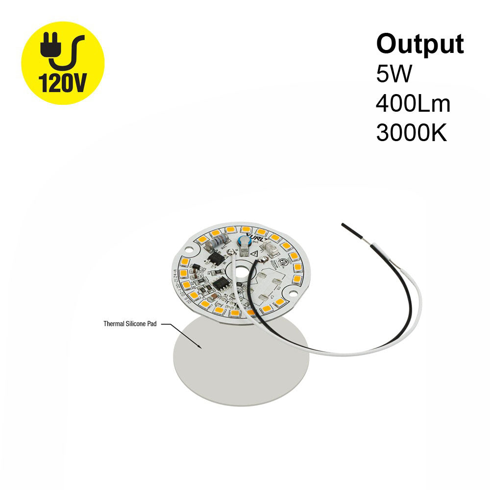 2 inch Round Disc LED Module, 120V 5W 3000K(Warm White)