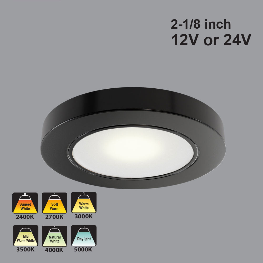 Black Round LED Cabinet Puck Light (Shine Series)