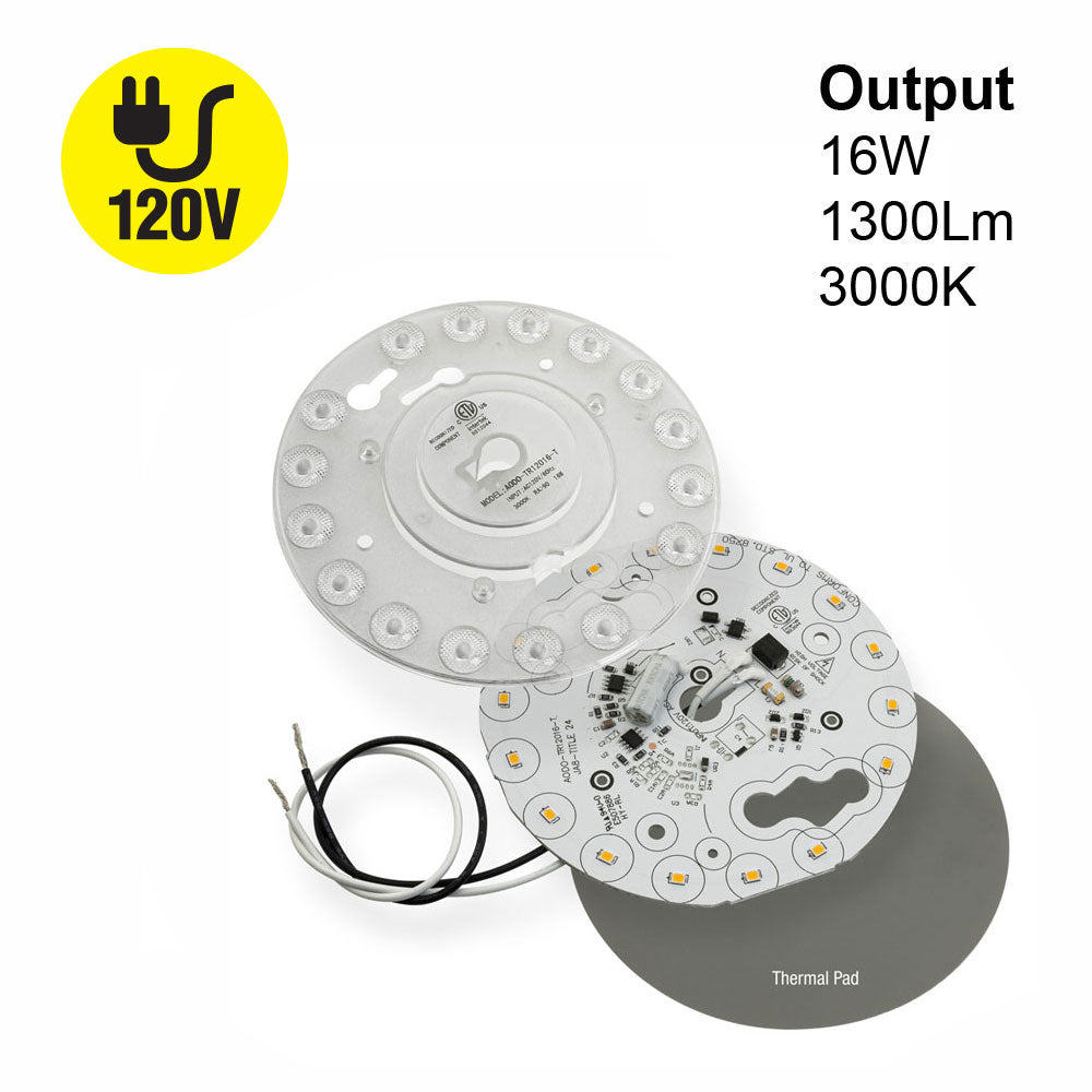 4.7 inch Round Disc LED Module TR12016-T, 120V 16W 3000K(Warm White)