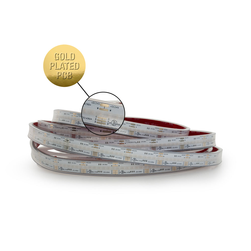 5M(16.4ft) Outdoor LED Strip Light COB, 24V 6.6(w/ft) 896(LEDs/m) RGBW