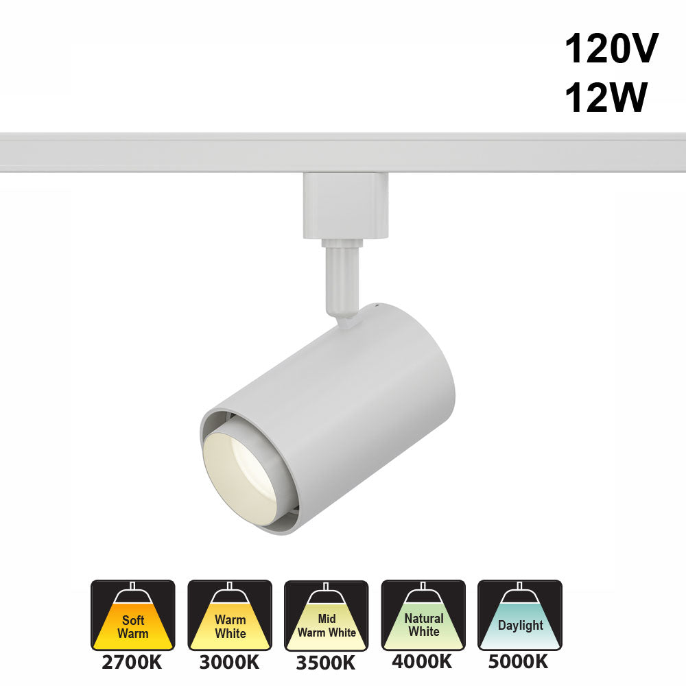 White LED Track Light Head LW-TRB12W-5C-W-XX, 120V 12W 5CCT(2.7K, 3K,