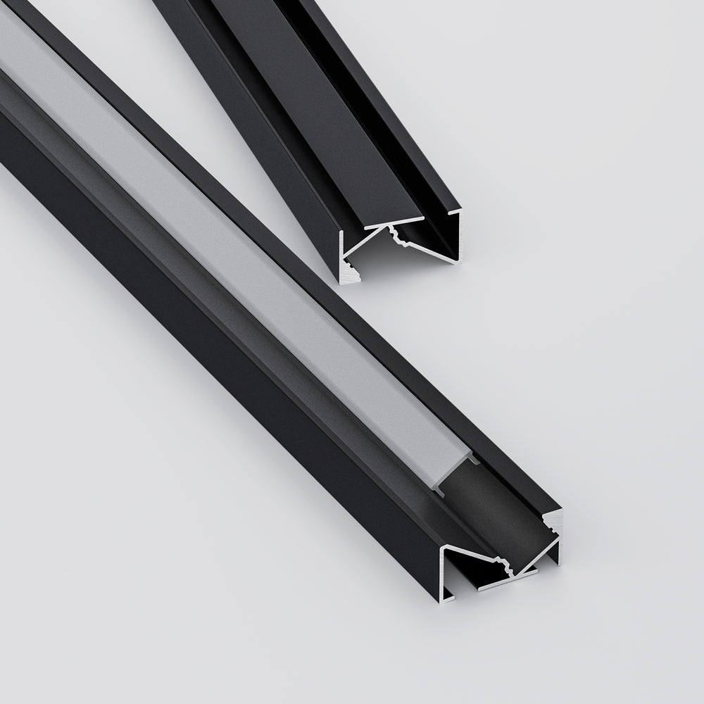 Type 106B Black 45-degree Linear Architectural Light Fixture Profile,