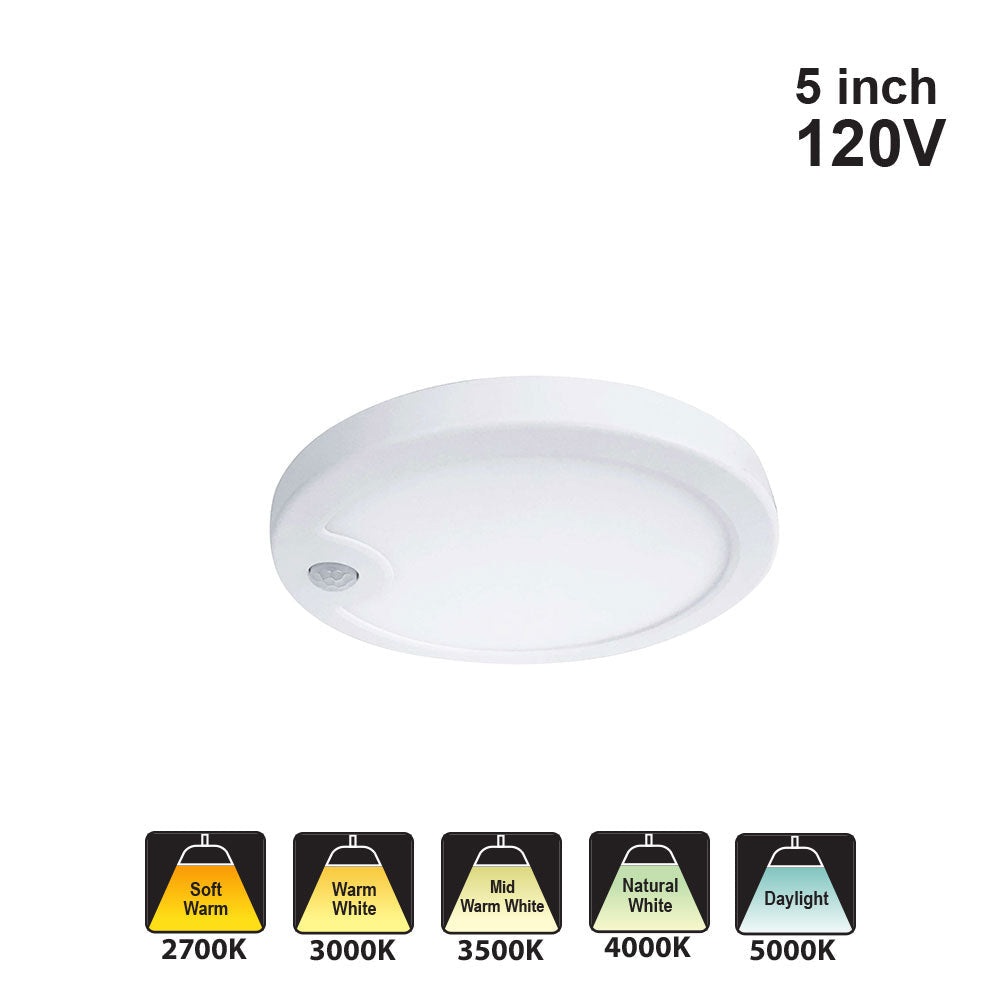 Votatec 5″ PIR Slim Flush Mount – 5CCT Adjustable VO-RP5W8-120-5WAY-PI