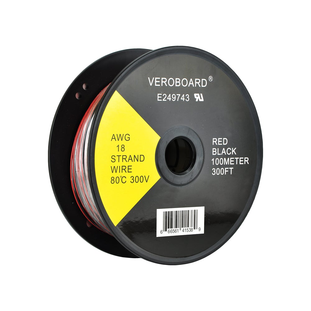 Stranded Wire Red-Black AWG 18, 100 Meter(328Feet)