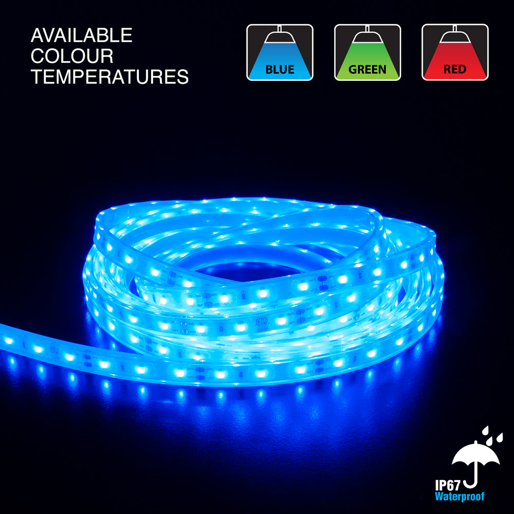 5M(16.4ft) Waterproof LED Strip 3528, 12V 1.5(w/ft) CCT(Blue, Green Re