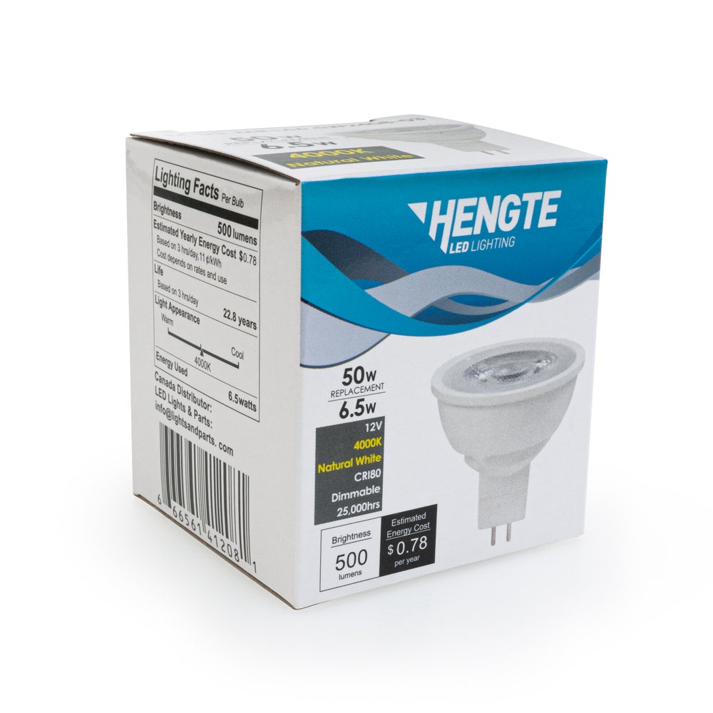 Hengte MR16 Light Bulb, 12V 50W Equivalent 6.5W 4000K