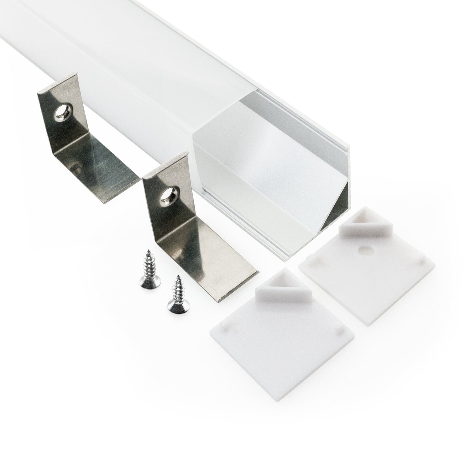 Type 34C, Corner Mount Aluminum SQ Diffuser LED Strip Light Fixture Profile