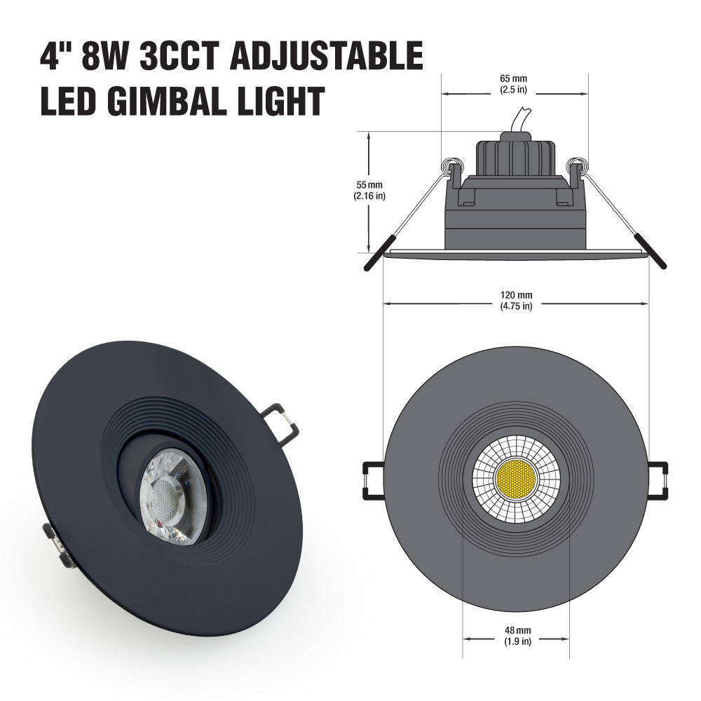 Pot Lights Led 4 Inch YUURTA 4-Inch 9W Color Selectable 3000K/4000K ...