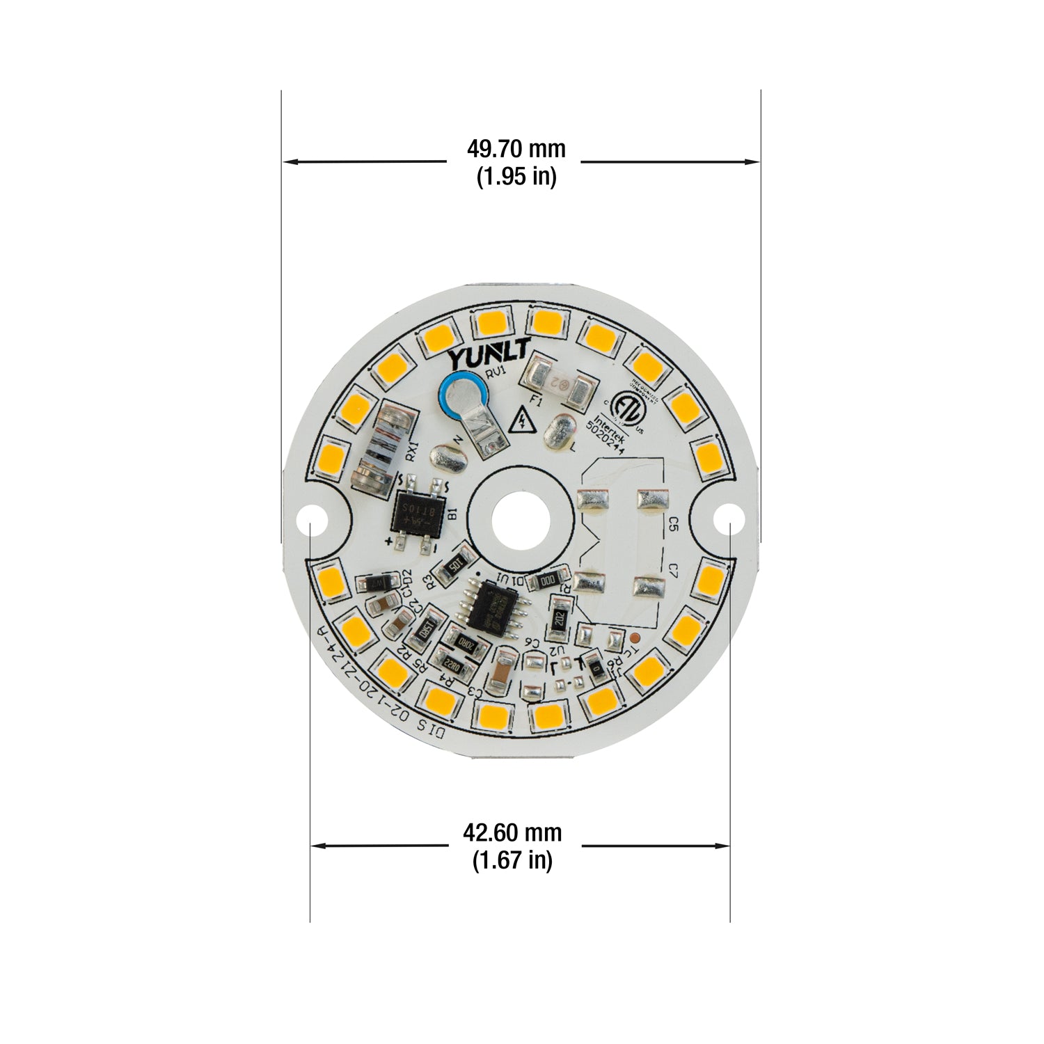 2 inch Round Disc LED Module, 120V 5W 3000K(Warm White)