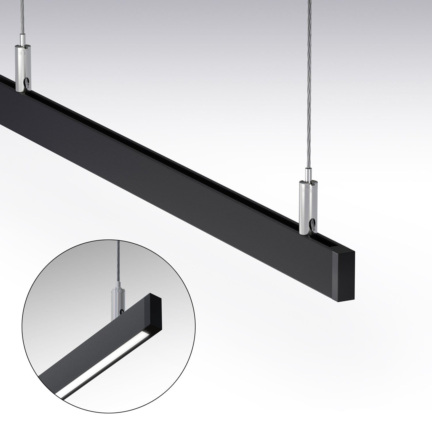Type 42, Narrow Black hanging Aluminum LED Channel