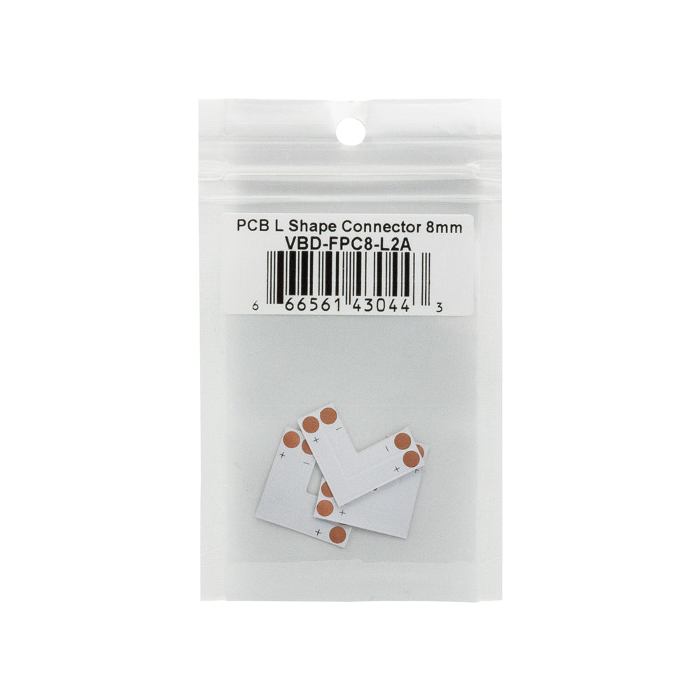 Pack of 3 PCB Type Single Color L Shape Connector (8mm) VBD-FPC8-L2A