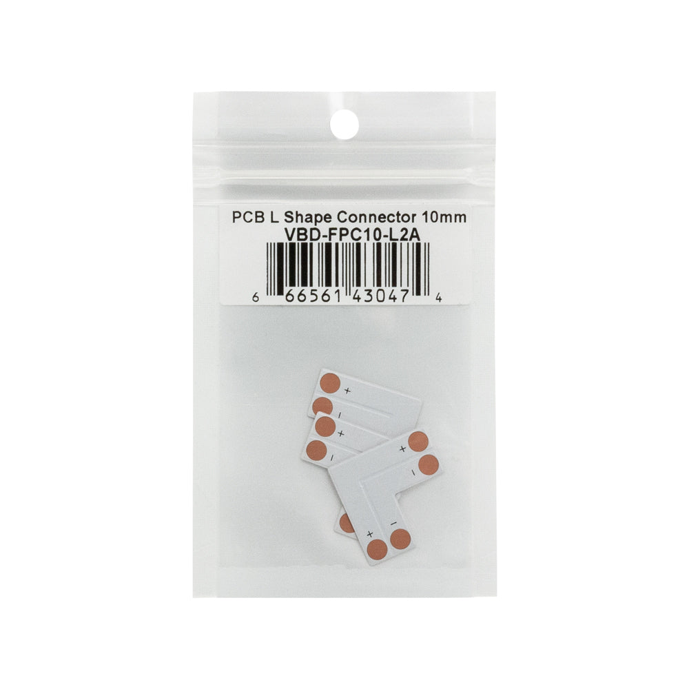 Pack of 3 PCB Type Single Color L Shape Connector (10mm) VBD-FPC10-L2A