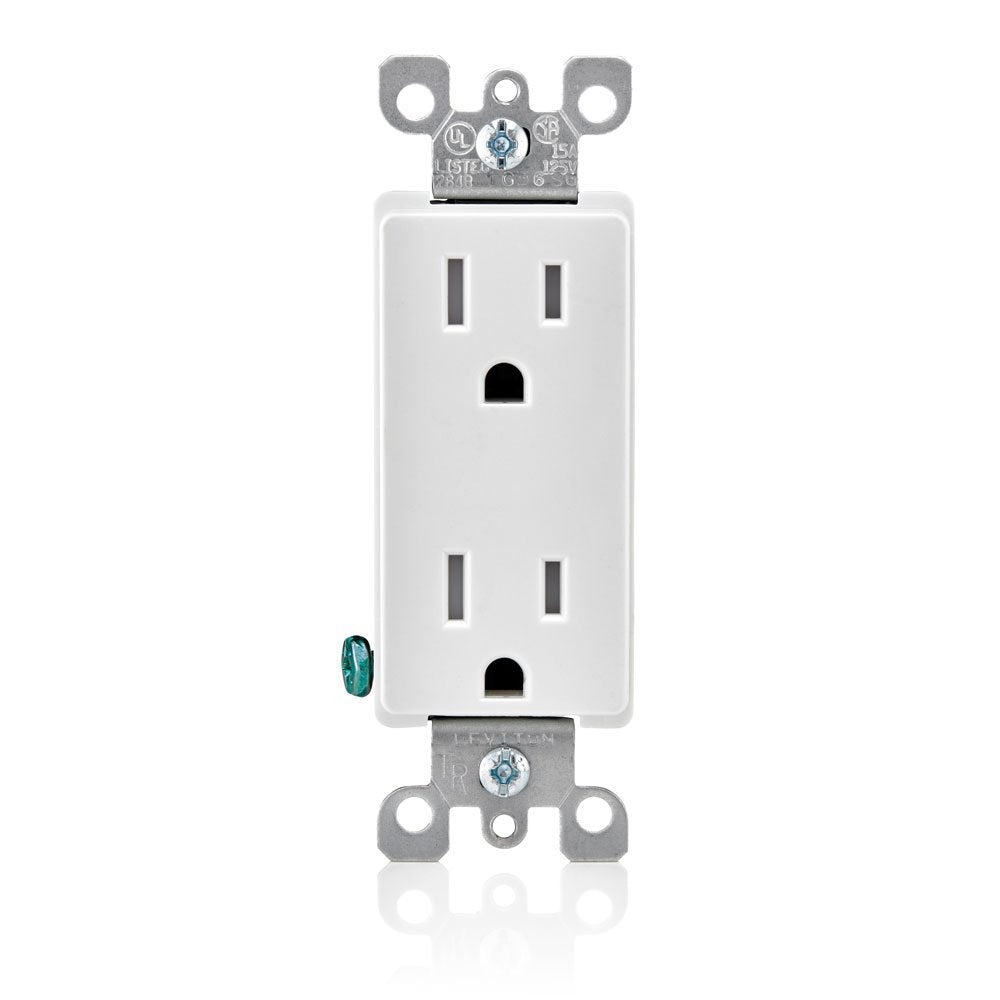 Leviton Decora 15 Amp Tamper-Resistant Duplex Outlet, White