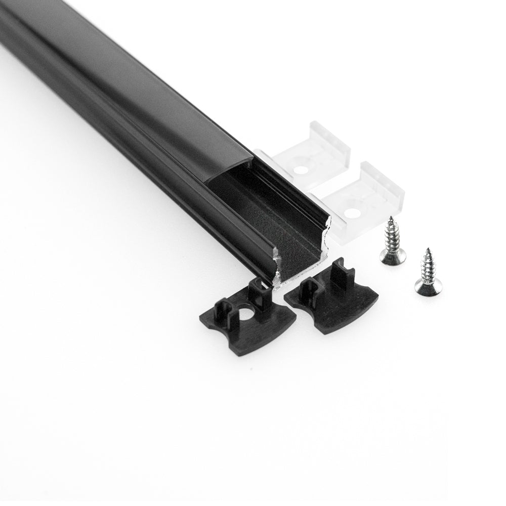 Type 12 Black, Deep Surface Mount Aluminum LED Extrusion